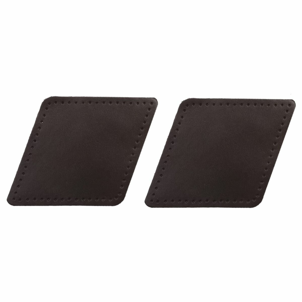 9125 Заплатки пришивные из кожи, ромб 8*11,2см с перфорацией, 2шт/упак, 100% кожа (03 темно-коричневый)