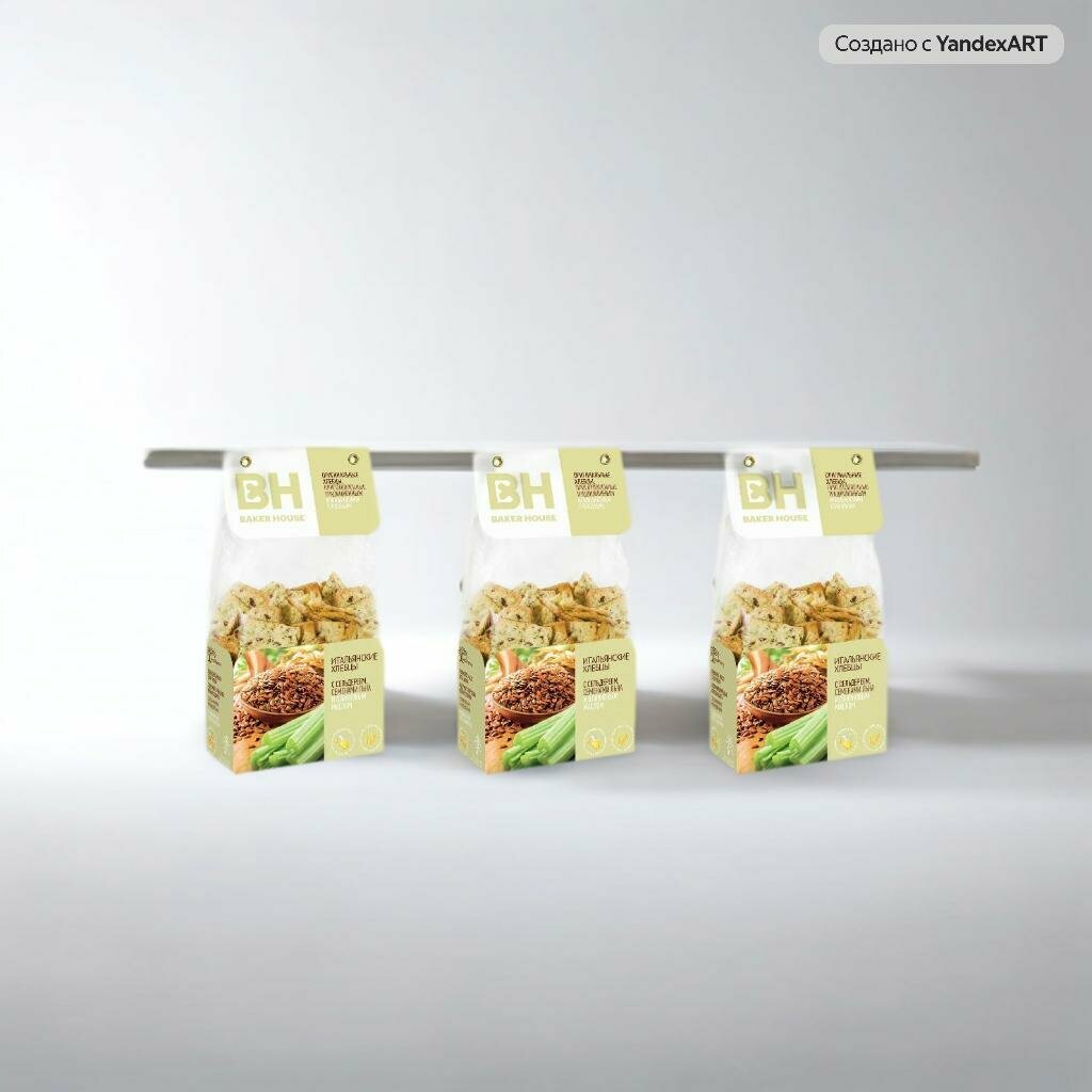 Baker House Хлебцы итальянские с сельдереем, семенами льна 250 гр, 3 уп.