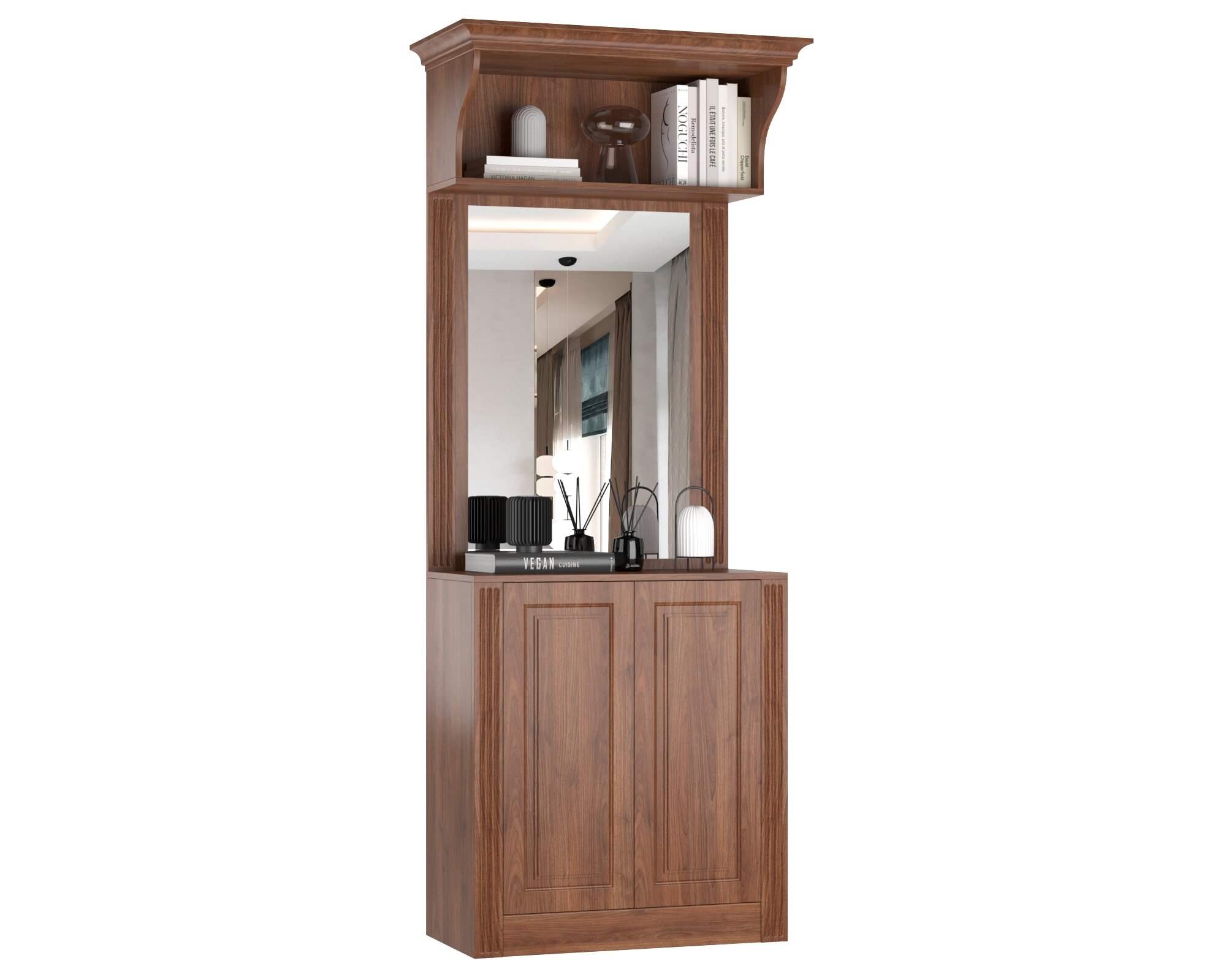 Трюмо с зеркалом " Классика " 80х220х40 Орех экко / Орех гварнери