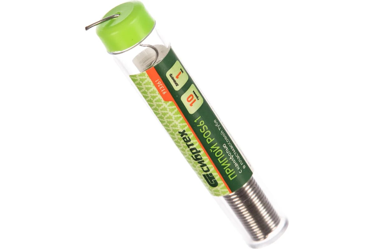 Припой с канифолью POS61, диаметр 1 мм, масса 10 г, для пайки электроники, СИБРТЕХ 913361