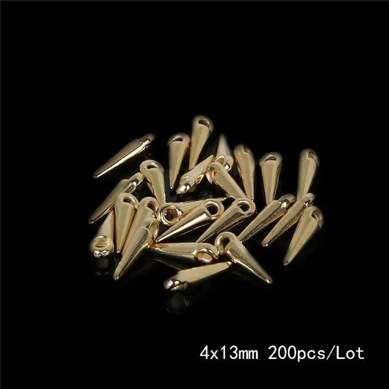 Золотые бусины-конусы 4x13 мм, 200 шт