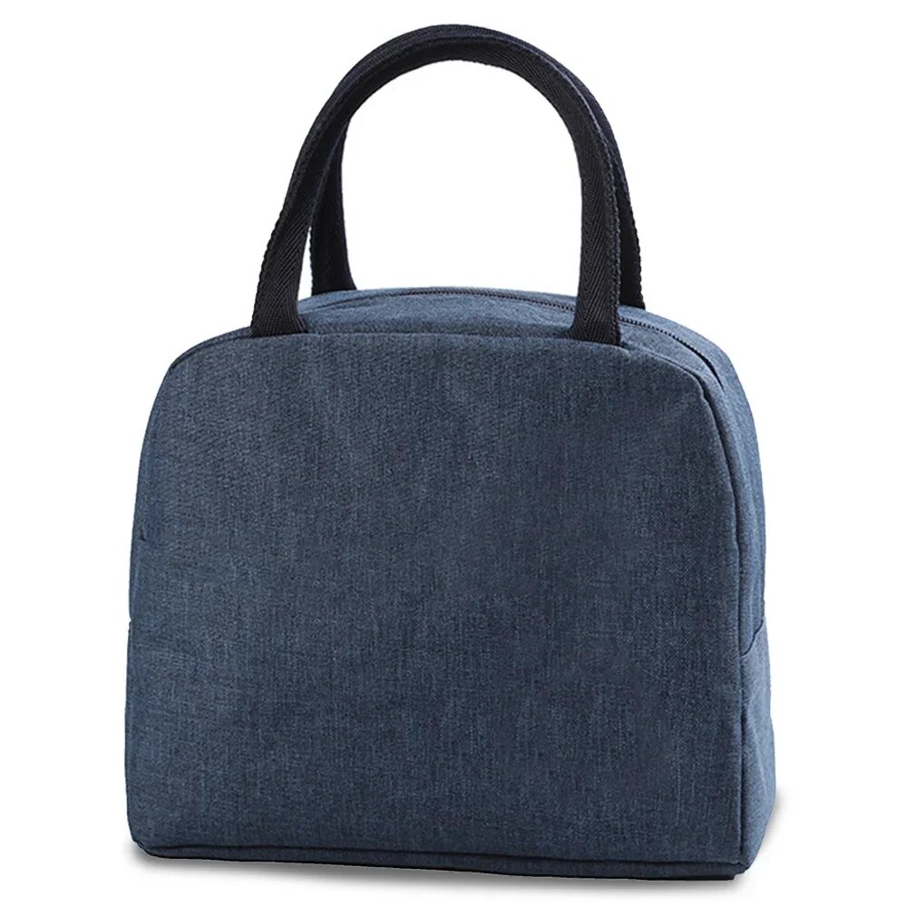 Изолированная портативная термосумка на молнии, сумка-холодильник для обеда, Темно-синий, blue