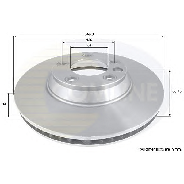 COMLINE ADC1474V (7L6615302E / 7L8615302 / 95535140250) диск торм Audi (Ауди) q7 06 -, Porsche (Порше) Cayenne (Кайен) (Комплект 2 штуки)