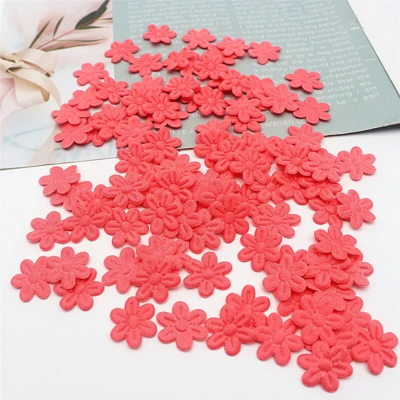 Розовые тканевые цветочки watermelon red для волос