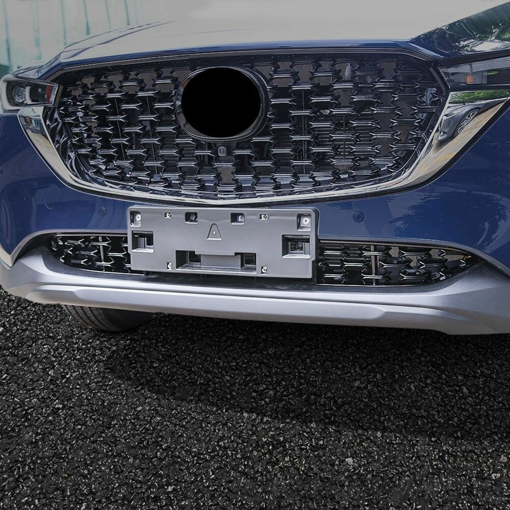 Передняя нижняя решетка бампера для Mazda CX-5 (CX5 2022+), средняя сетка A, черная ABS, комплект 2 шт