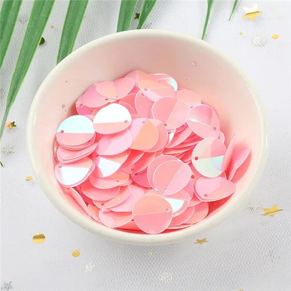 ПВХ пайетки 12 мм, 10 г, 20 цветов Розовый, AB pink