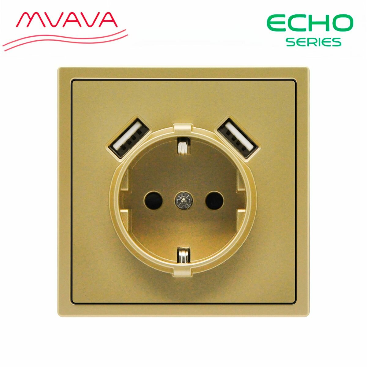 Розетка echo с Usb АА 10W, 1 пост 16А, рамка пластик 81х81, цвет золотой