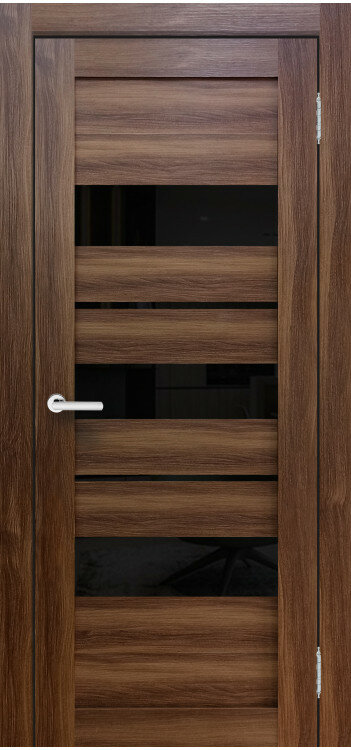 Межкомнатная Дверь Verda Х-7 Орех со Стеклом Лакобель Чёрный 2000х900мм (Полотно 1шт) / Верда.