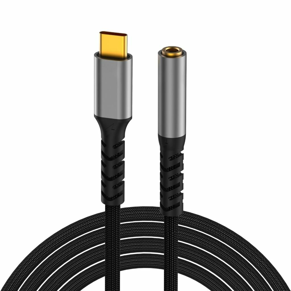 Кабель для передачи данных, Золотой 3.5mm женский на Type C мужской аудио кабель-2m