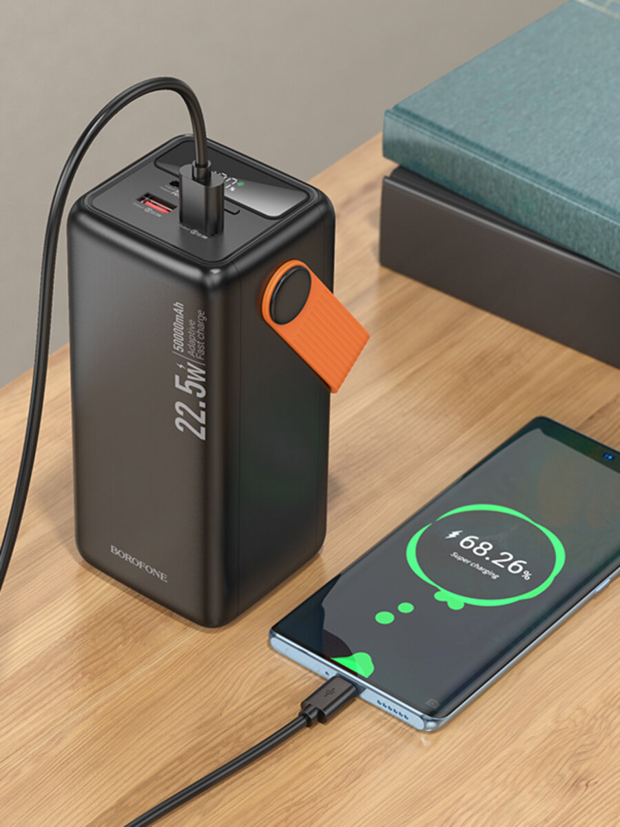 Внешний аккумулятор Borofone BJ66A 50000 mAh, с фонариком и функцией быстрой зарядки / Пауэрбанк, power bank