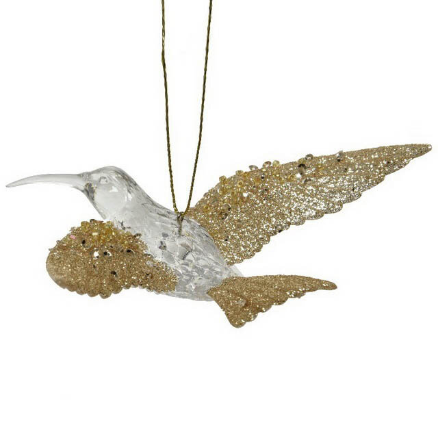 Елочная игрушка Птичка Колибри Golden Glow 12 см, подвеска, Kaemingk, 020551