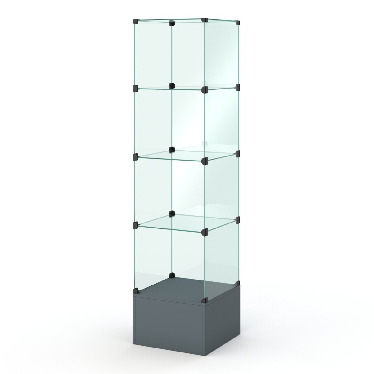 Витрина стеклянная "КУБ" №110 стаканчик (без дверок, передняя стенка - стекло), Темно-Серый