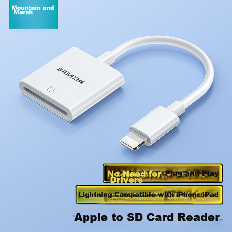 SAMZHE Apple iPhone Card Reader SD Camera Storage Card Lightning to SD Converter Interface for iPhone External iPad High Speed Transfer DKL01