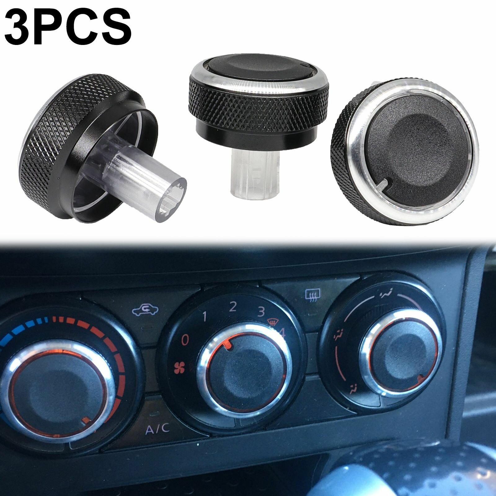 Ручки переключения кондиционера для Nissan Qashqai/Dualis J10 2006-2013, комплект 3 шт, черные