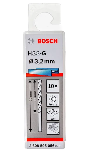 Сверло Bosch HSS-G 3,2мм, 10 штук