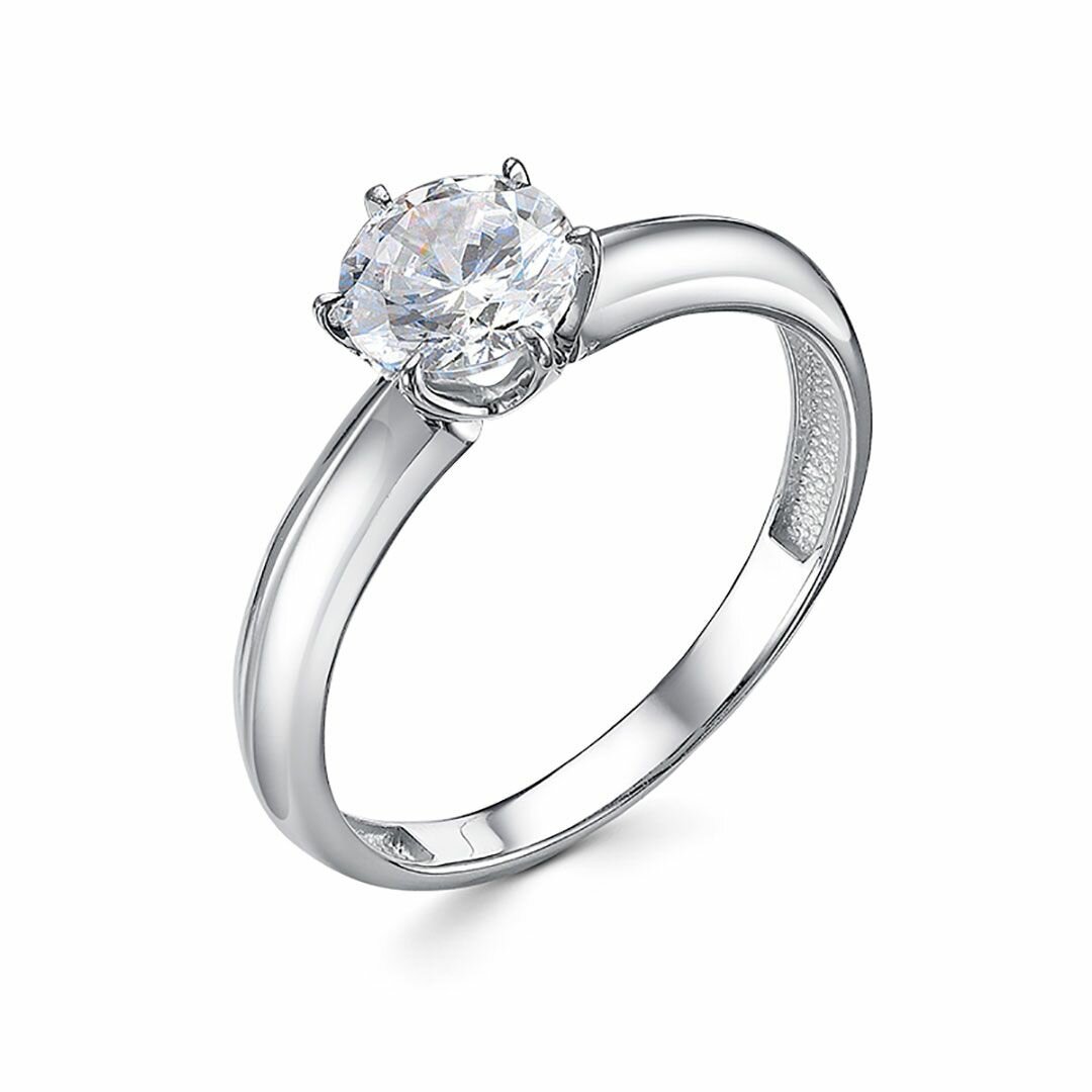 Кольцо помолвочное, серебро, 925 проба, родирование, фианит