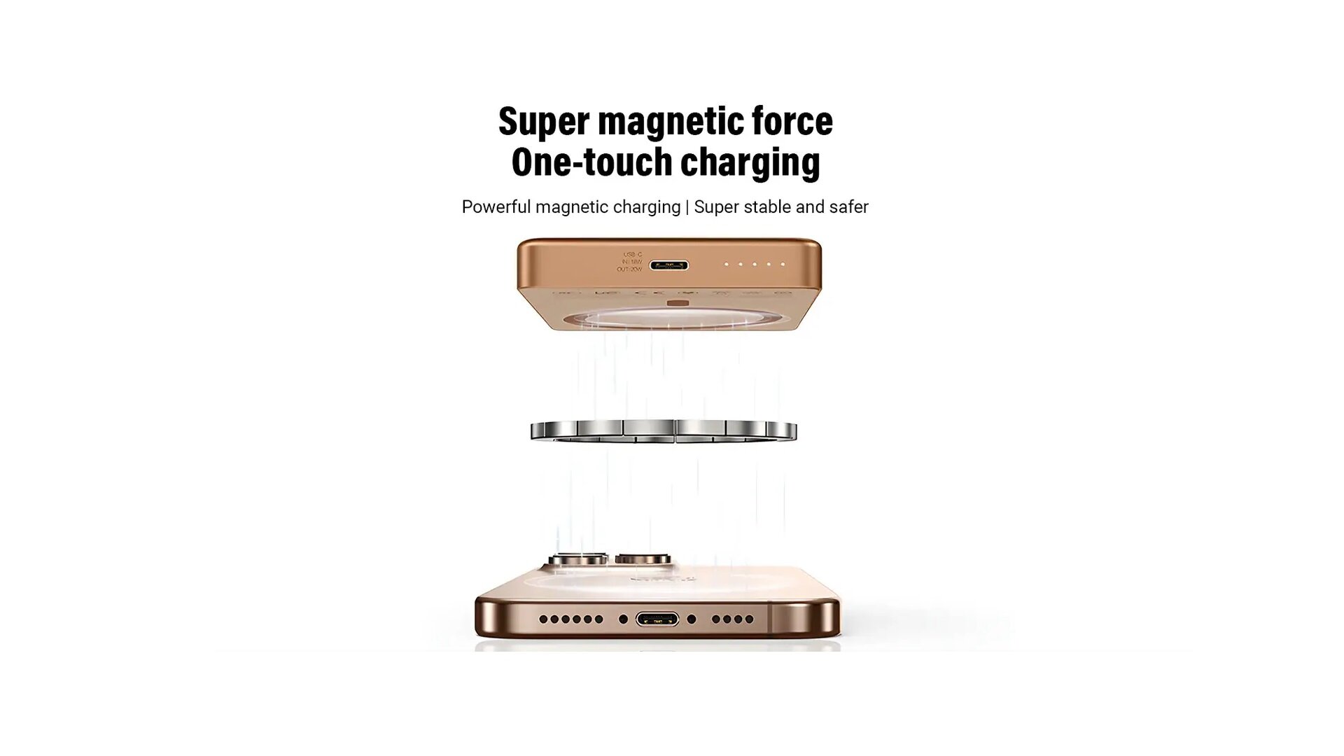 Магнитный аккумулятор MAXCO Legend Magnetic, Ultra Slim 14 mm, 10000 mAh, Qi15W/PD20W, Desert Titanium