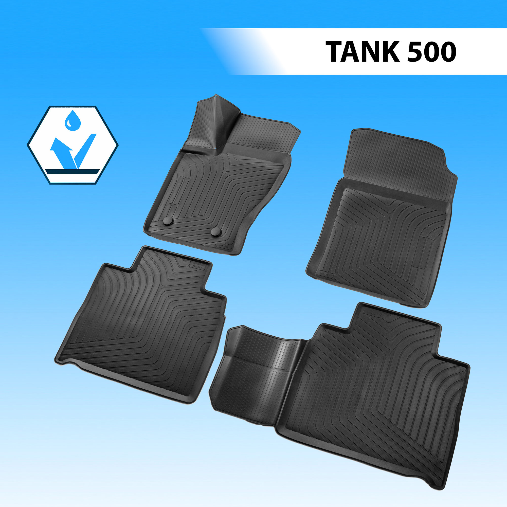 Коврики в салон автомобиля Rival для Tank 500 2023-н. в, полиуретан, 4 части, 14802001