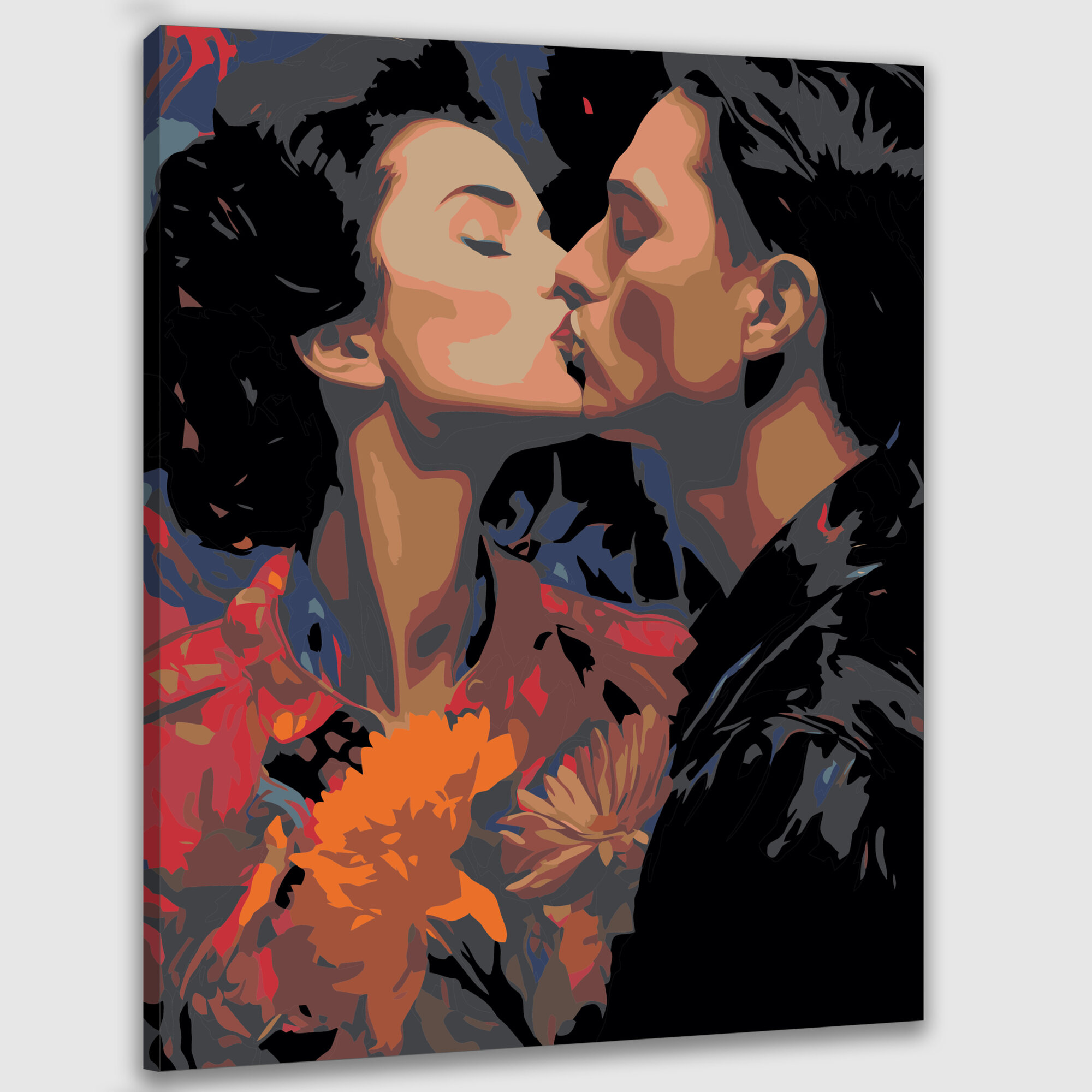 Картина по номерам 40x50 см, картина, масло, поцелуй, влюбленные, романтика, эмоции, холст, мазки, краски, близость