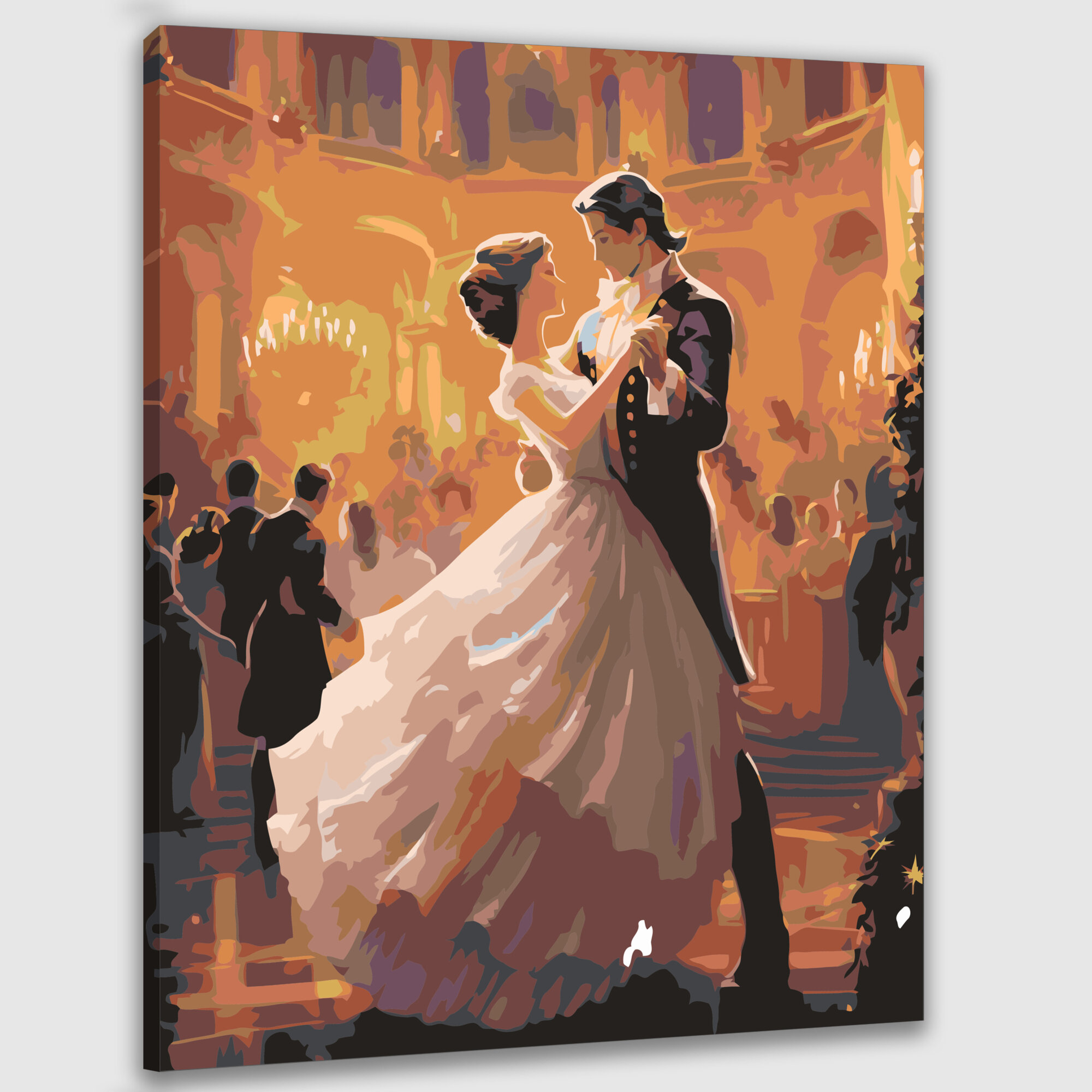 Картина по номерам 40x50 см, цифровая иллюстрация, живой сказочный танец, бальный зал, сверкающие люстры