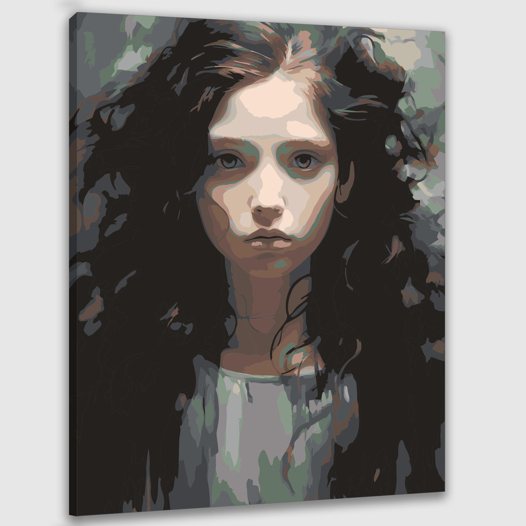 Картина по номерам 40x50 см, картина маслом, девушка, самоанализ, лицо, свет, мазки кисти, черты лица, эмоции