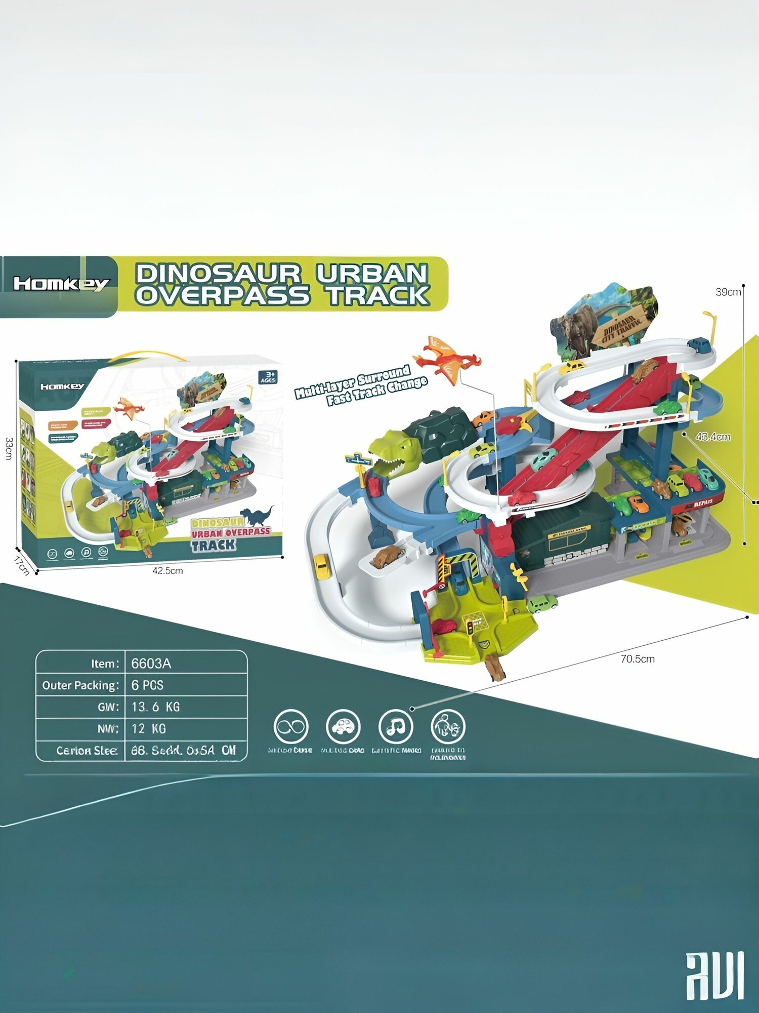 Трек интерактивный "Парк динозавров" с машинками