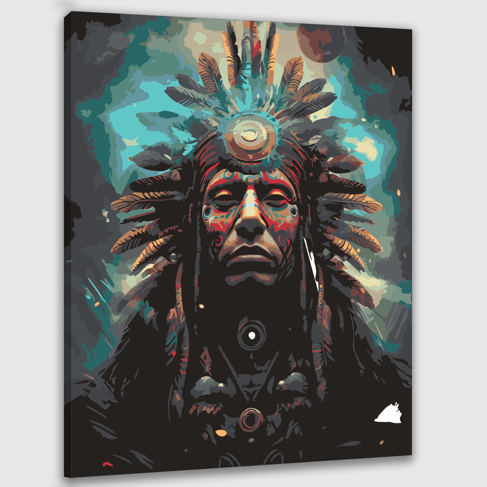 Картина по номерам 40x50 см, шаманская энергия, цифровая картина, яркие цвета, замысловатые узоры, могущественный шаман