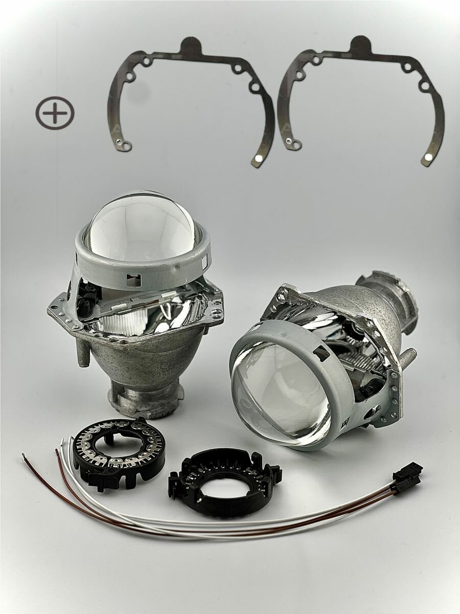 Би-Ксенон линзы тип HELLA 3R для Ford Focus III 2011-2019 (линзы+рамки) ближнего и дальнего света в автомобильные фары / Би ксеноновые модули комплект 2шт