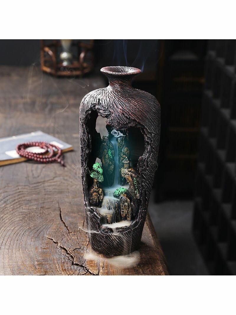 Фонтан для дома "Кувшины", настольный, полистоун, подсветка, коричневый