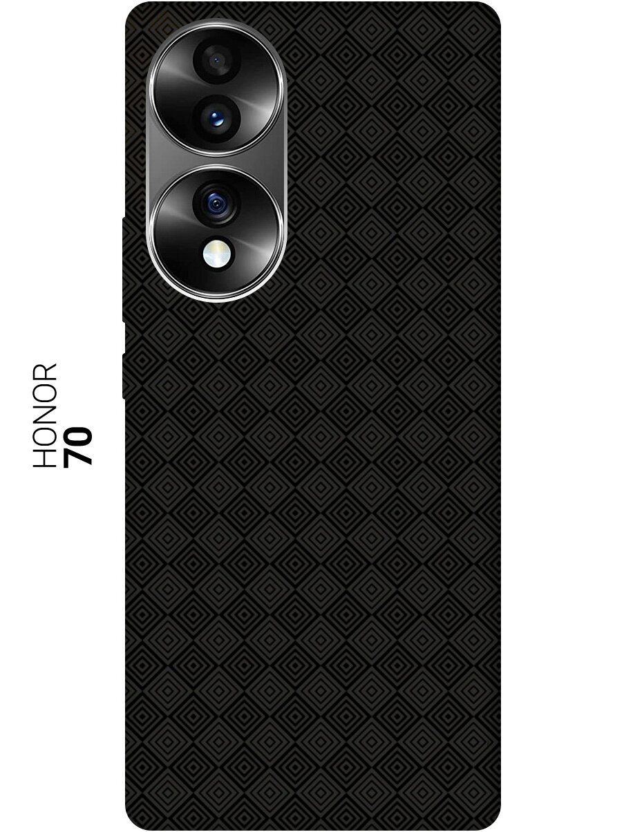 Матовый Soft Touch силиконовый чехол на Honor 70, Хонор 70 с 3D принтом "Magic Squares" черный