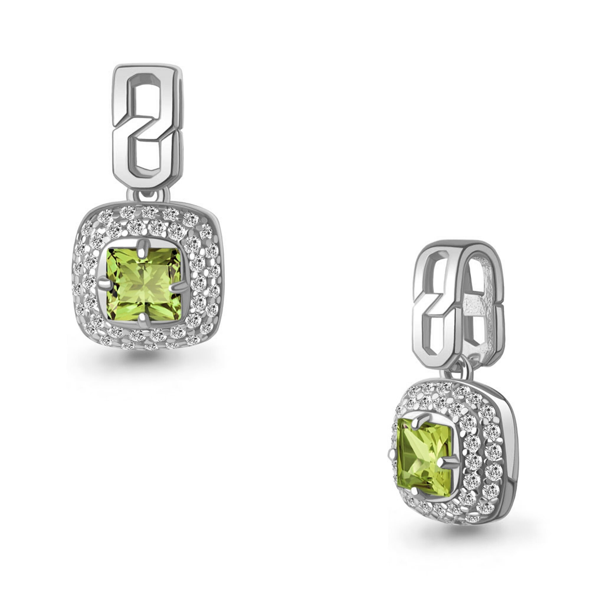 Подвеска, серебро, 925 проба, родирование, фианит, хризолит