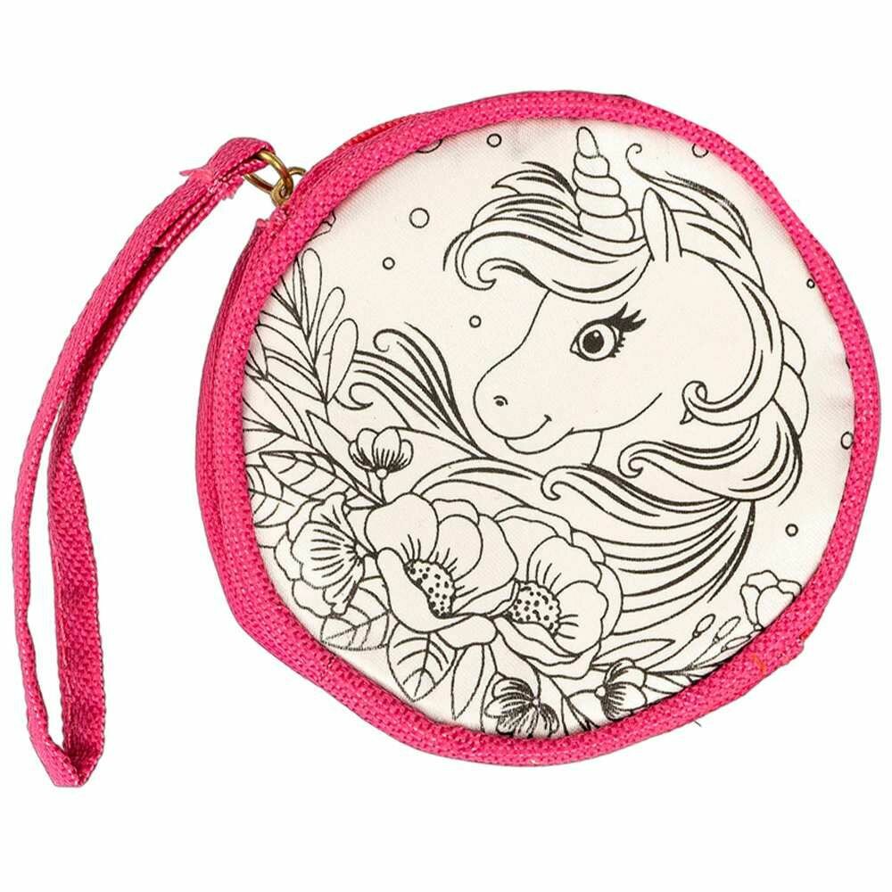 Брелок-раскраска Bondibon "Сказочный единорог" на ключи, телефон и сумку, набор для детского творчества и рисования, маленький брелок-сумочка, развивающая игрушка, без маркеров