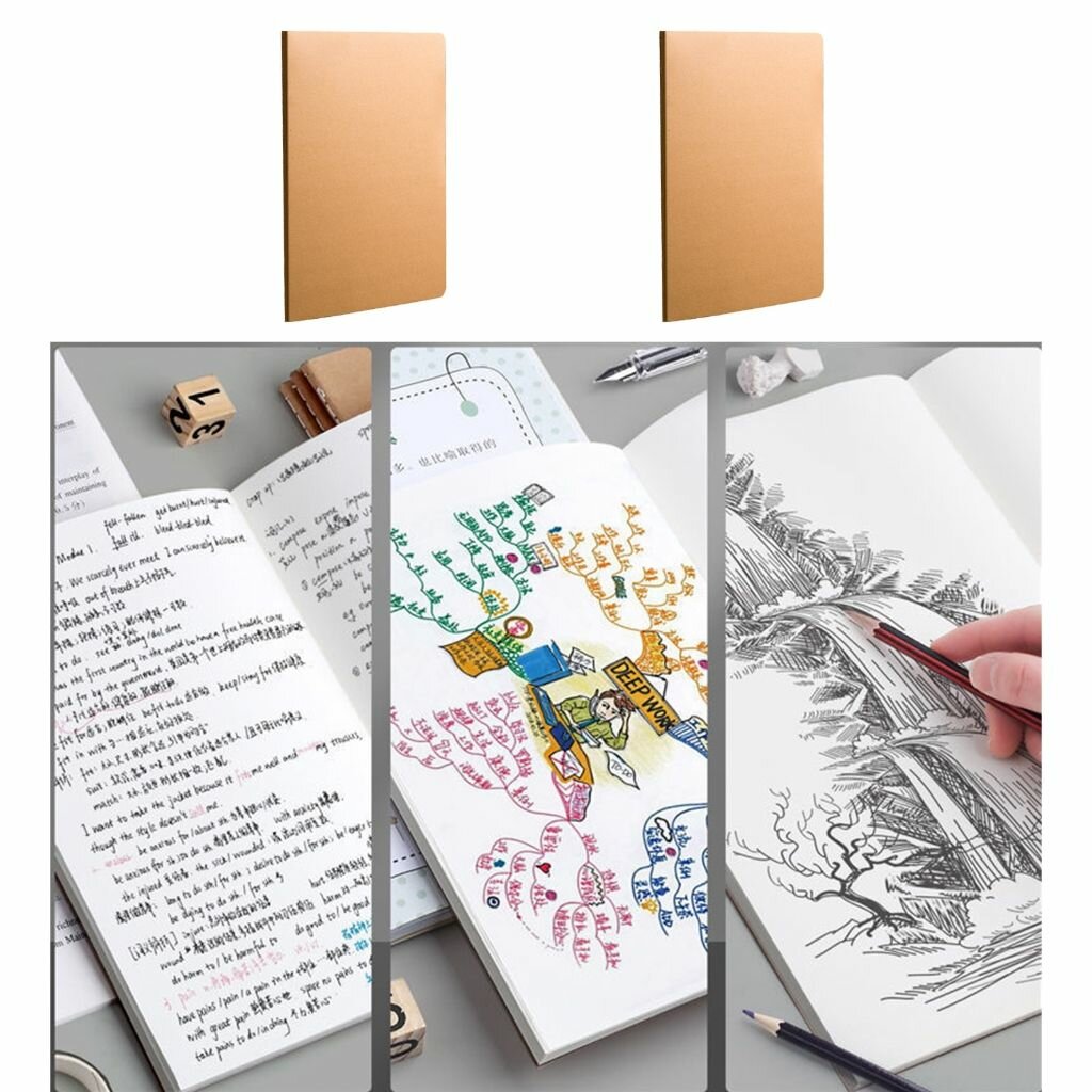 Записная книжка, B5 блокнот из крафт-бумаги без клеток, беспроводной - B5 - пустой, 1 шт.