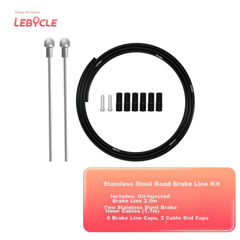 LeBycle Stainless Steel Road Brake Cable Set, Specialized Oil-Filled Cable, C-Brake Cable, Brake Cable, Cable Cap