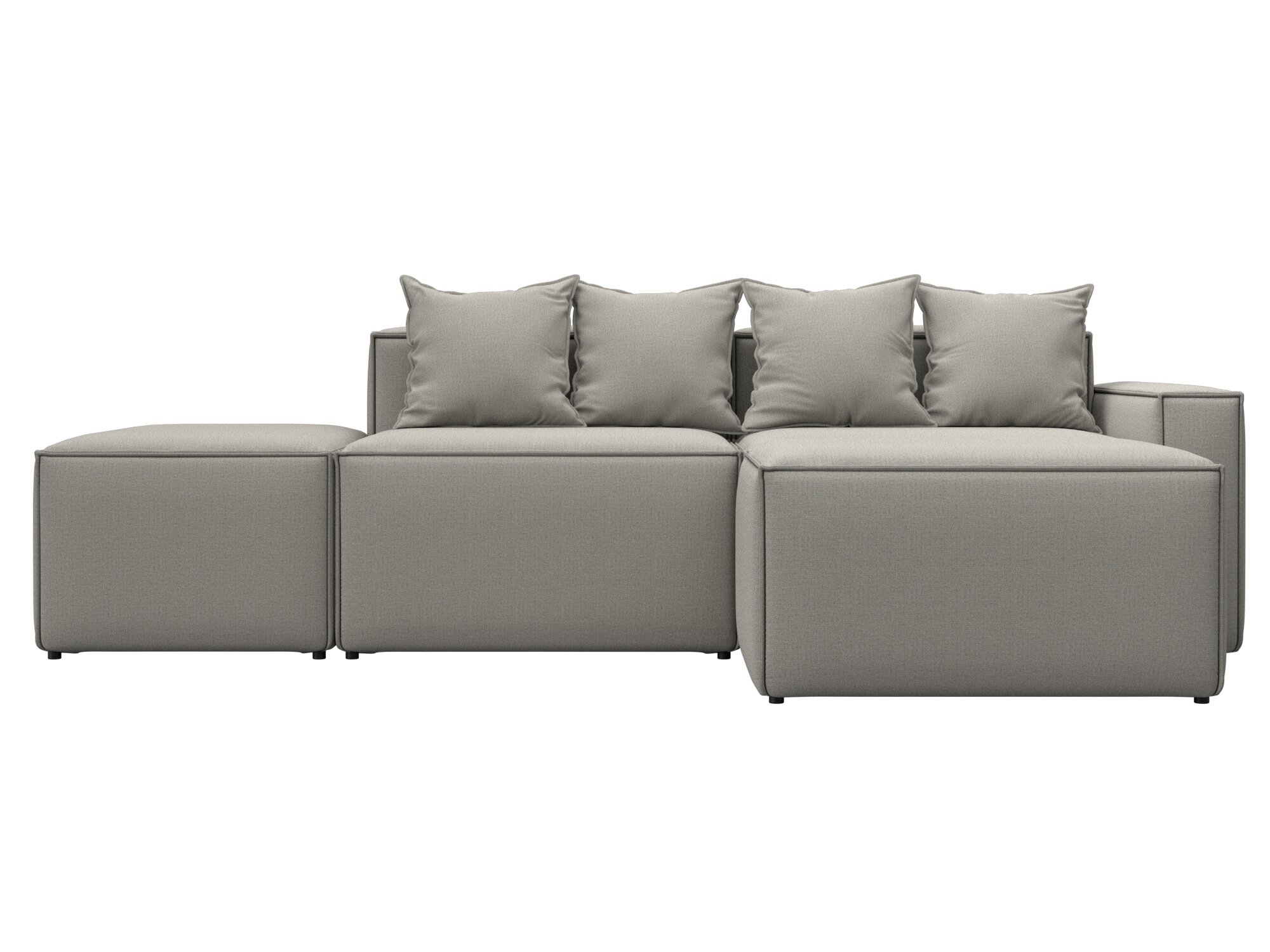 Диван модульный Лига-063, подлокотник справа, размер: 297х160см, спальное место: 134х184см, рогожка, Амур 02 бежевый