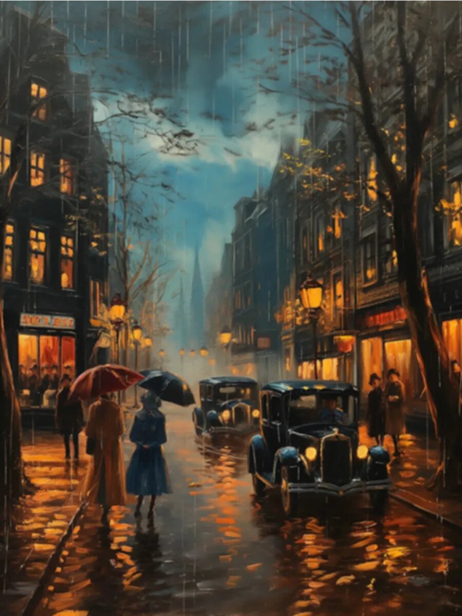 Картина по номерам город в ночи 40х50