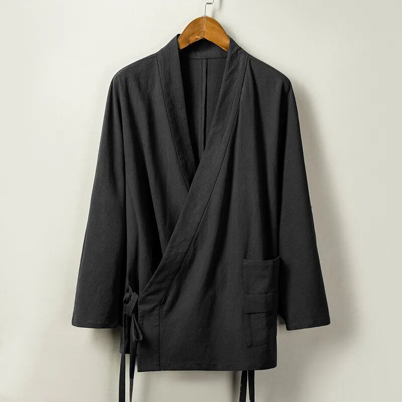 Льняное кимоно YI NA SHENG WU Черный, 4XL, Color 1