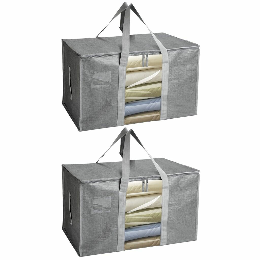 Упаковка из 2 больших вместительных сумок для переезда. Функциональные тканые сумки хранения. Мешки эффективного переезда и организации.