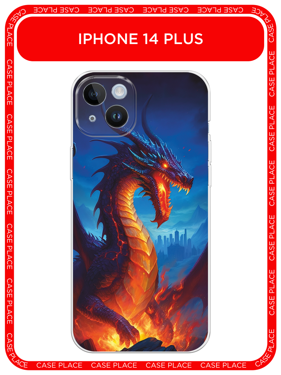 Чехол на Apple iPhone 14 Plus / Айфон 14 Плюс с принтом Свирепый дракон