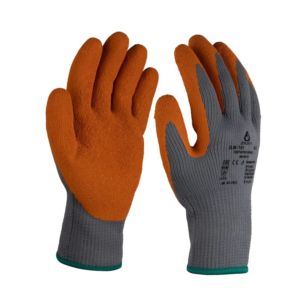Утепленные перчатки Jeta Safety с латексным покрытием, размер 9/L JLW-101-L, резиновая манжета, для зимних работ