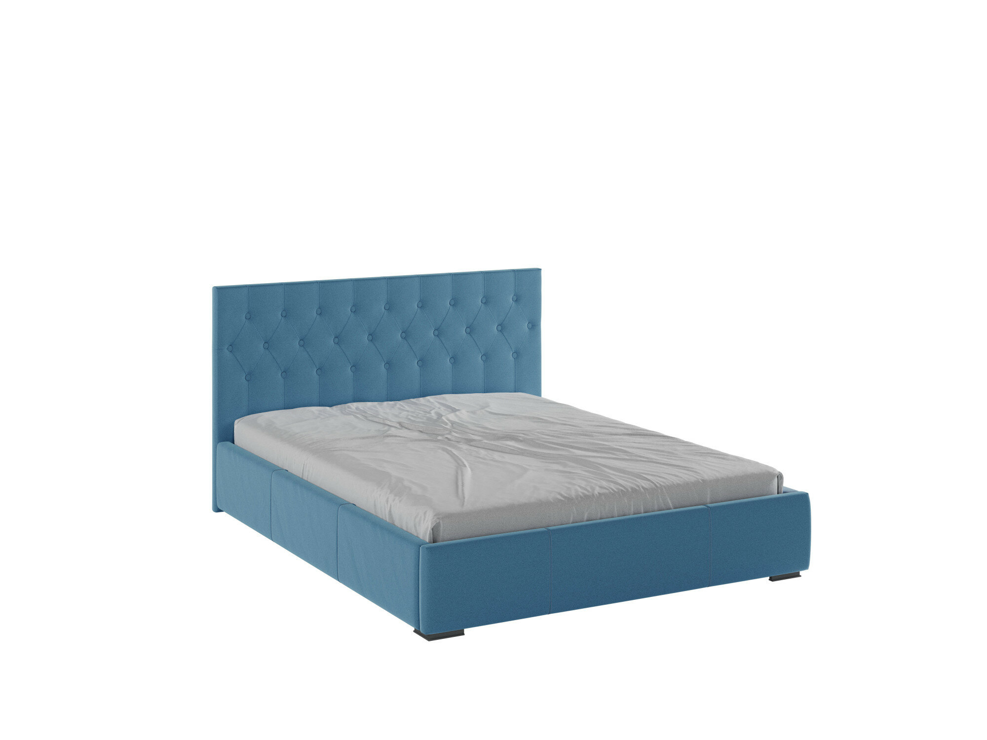 Кровать интерьерная, велюр 160, велюр светло-голубой ромб, ортопедическое основание