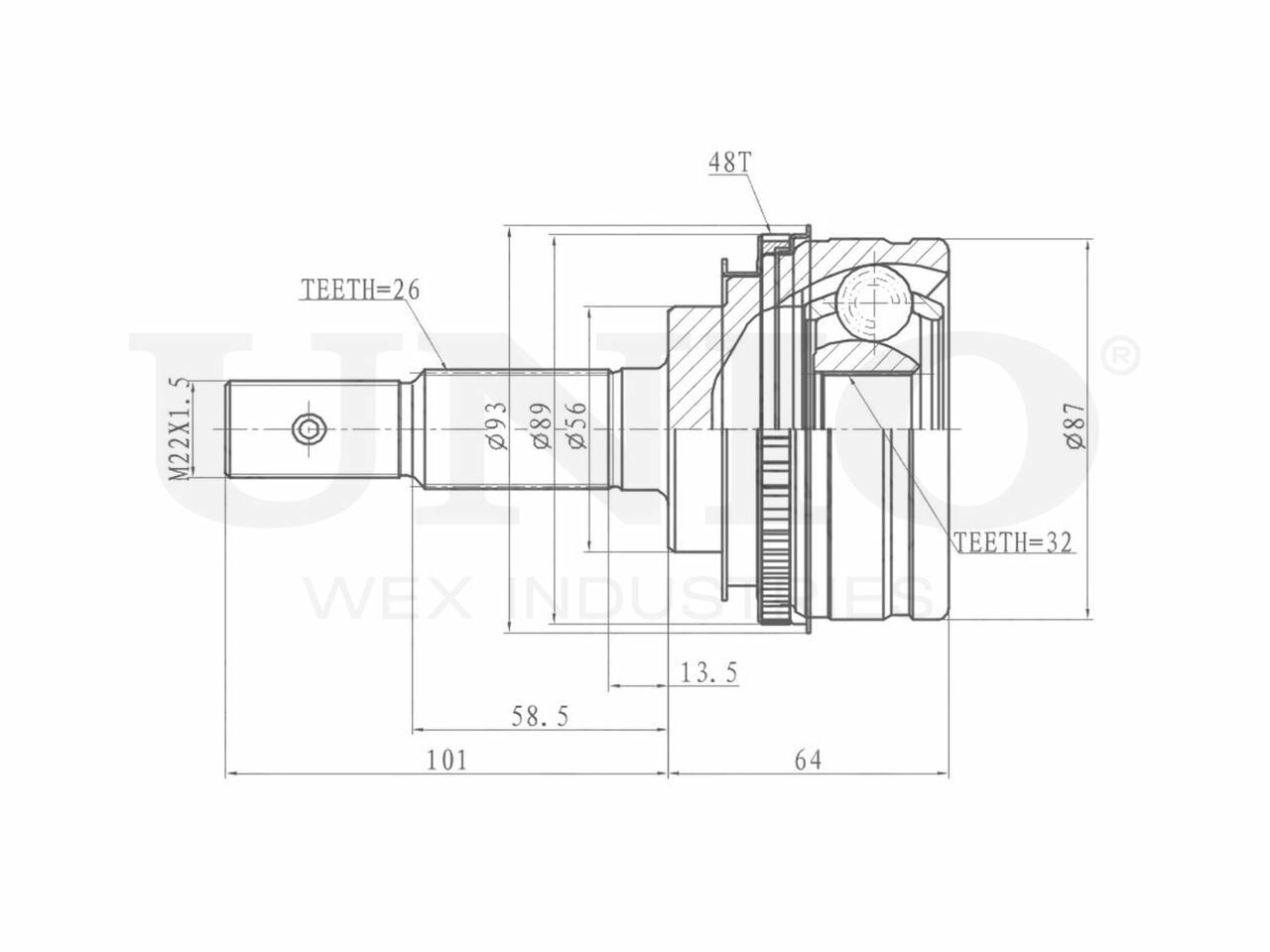 ШРУС наружный (МКПП/АКПП), для Тойота Камри (XV20) 96-, Toyota Camry 96-, артикул CVJ-20263, производителя UNIO