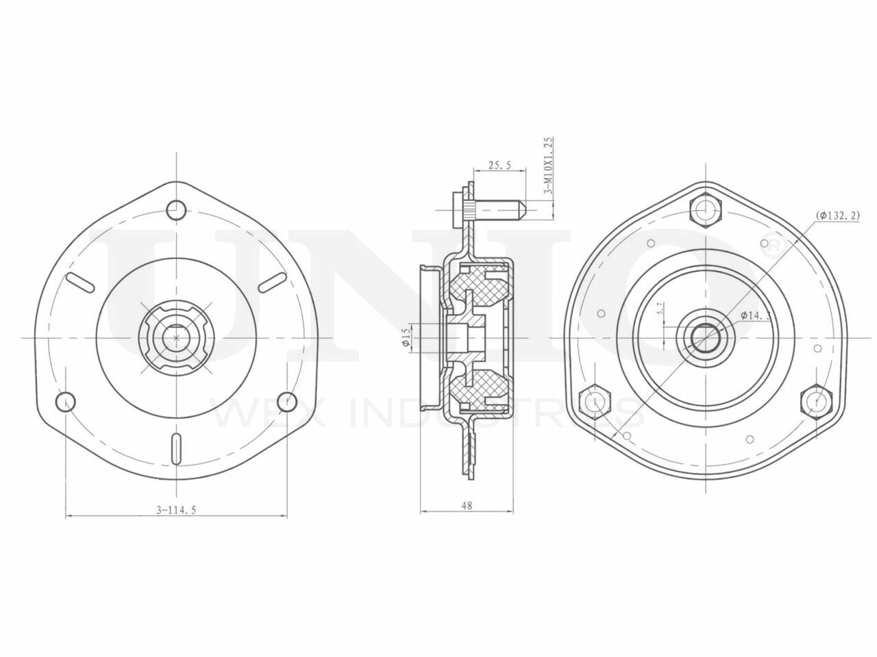 Опора амортизатора передняя, для Тойота Камри (V40, V50) 06-, Хайлендер (U40) 07-, Лексус ES (ACV40) 09-, Toyota Camry Highlander Lexus 09- артикул RMP-13112 производителя UNIO