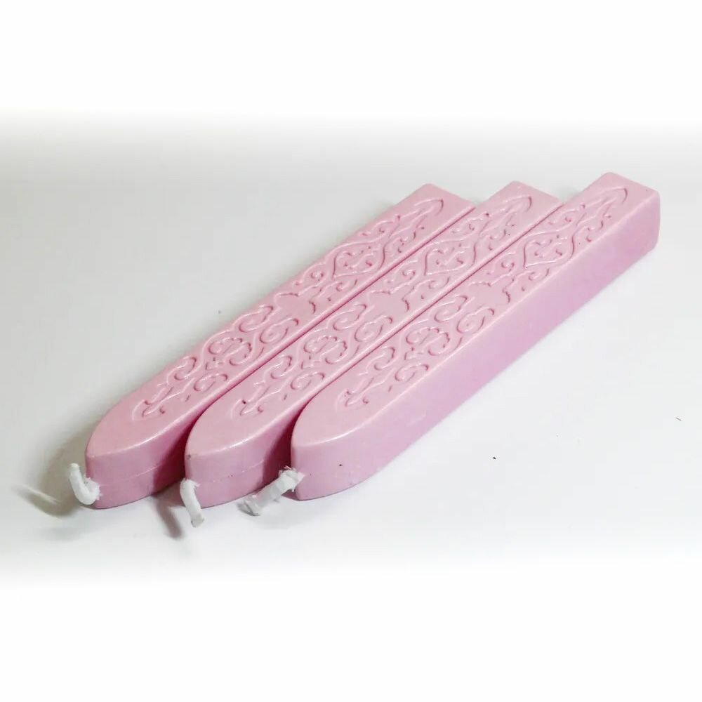 Сургуч с фитилем (3шт) розовый цвет. Палочка сургучная для печати, воск золото для рукоделия