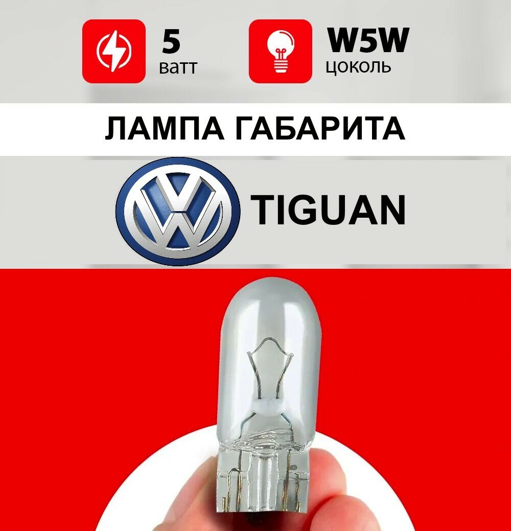 Лампа габарита Фольксваген Тигуан / лампочка габарита для Volkswagen Tiguan 2010, 1 / W5W 5 wt