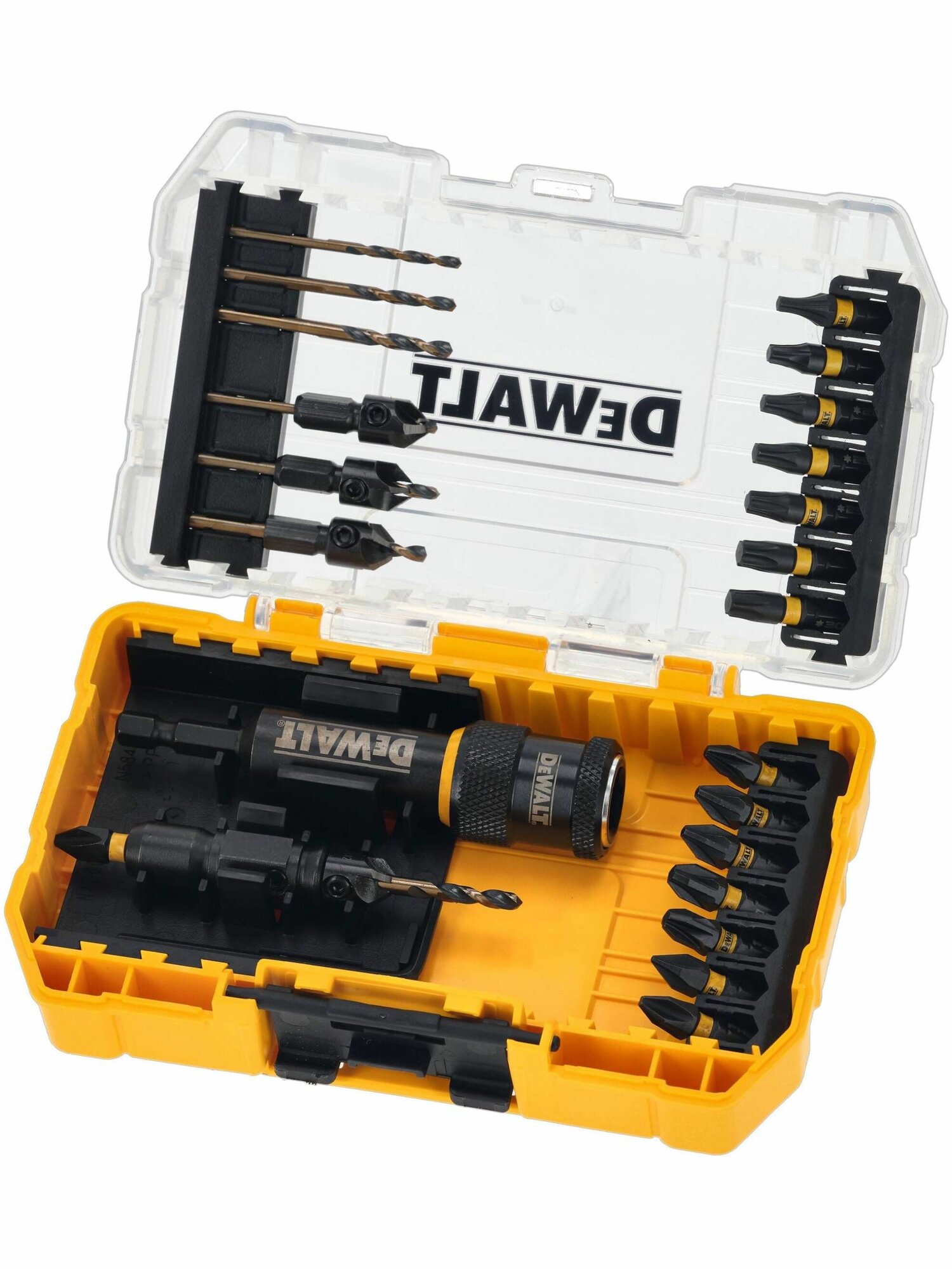 Набор пилотных сверл, зенкеров и бит DEWALT DT70779T, с механизмом быстрой смены, 24 шт.