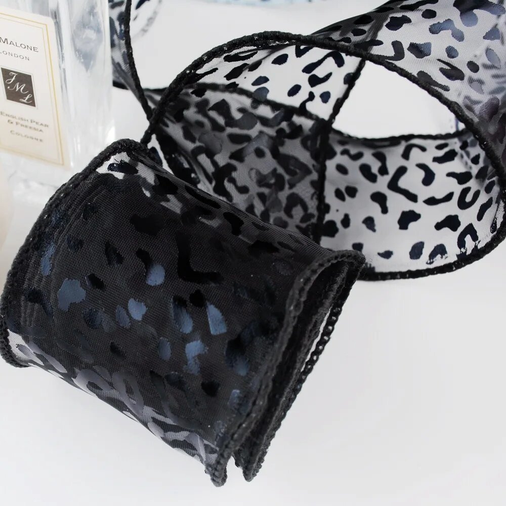 Kewgarden оранжевые органза ленты с леопардовым принтом 30 ярдов Черный, черный