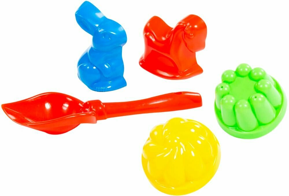 Песочный набор №329, в комплекте совок и 4 формочки, детские пластиковые игрушки для песочницы