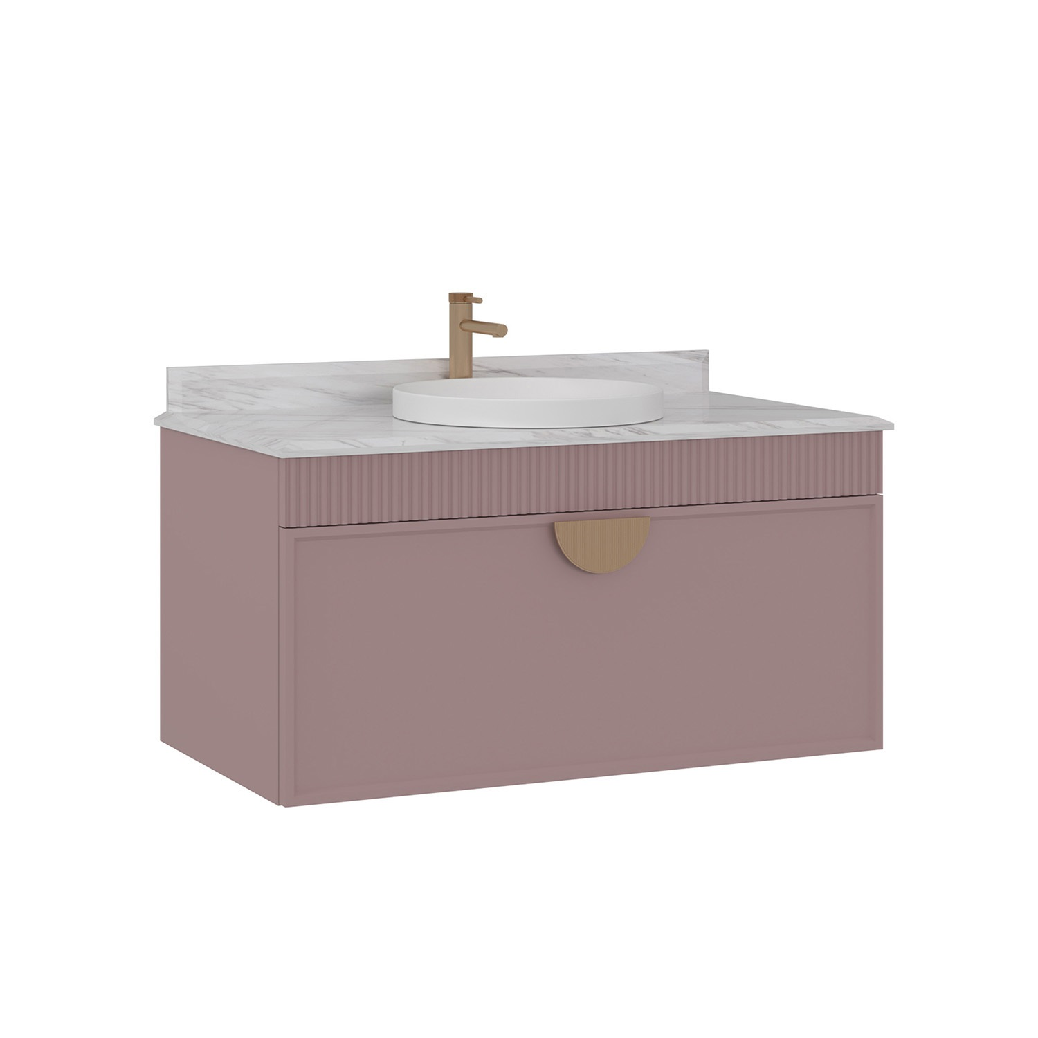 Тумба с раковиной ORKA Molino 100 розовый матовый, ручка золото 5004613
