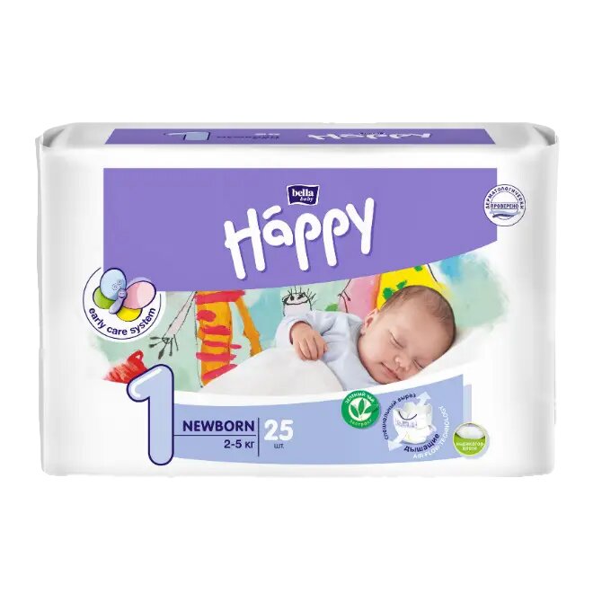 Bella Подгузники Baby Happy 1 Newborn 2-5 кг 25 шт